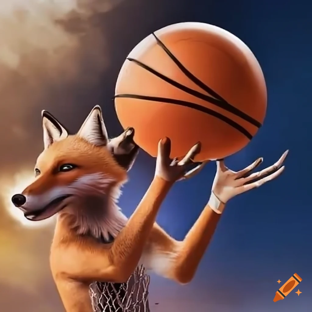 Fox playing basketball on Craiyon