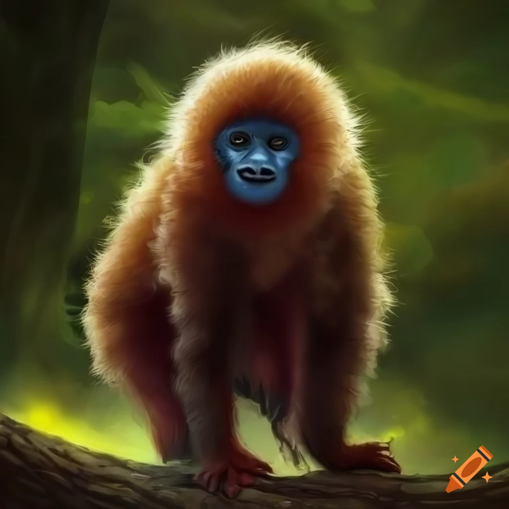 Spotted woolly monkey in a fantasy art style on Craiyon