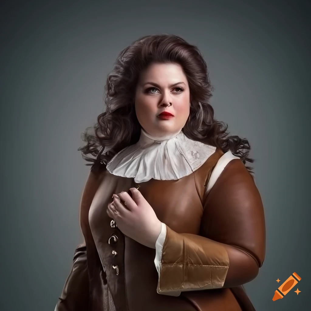 Stylish plus size model in elegant historical attire on Craiyon