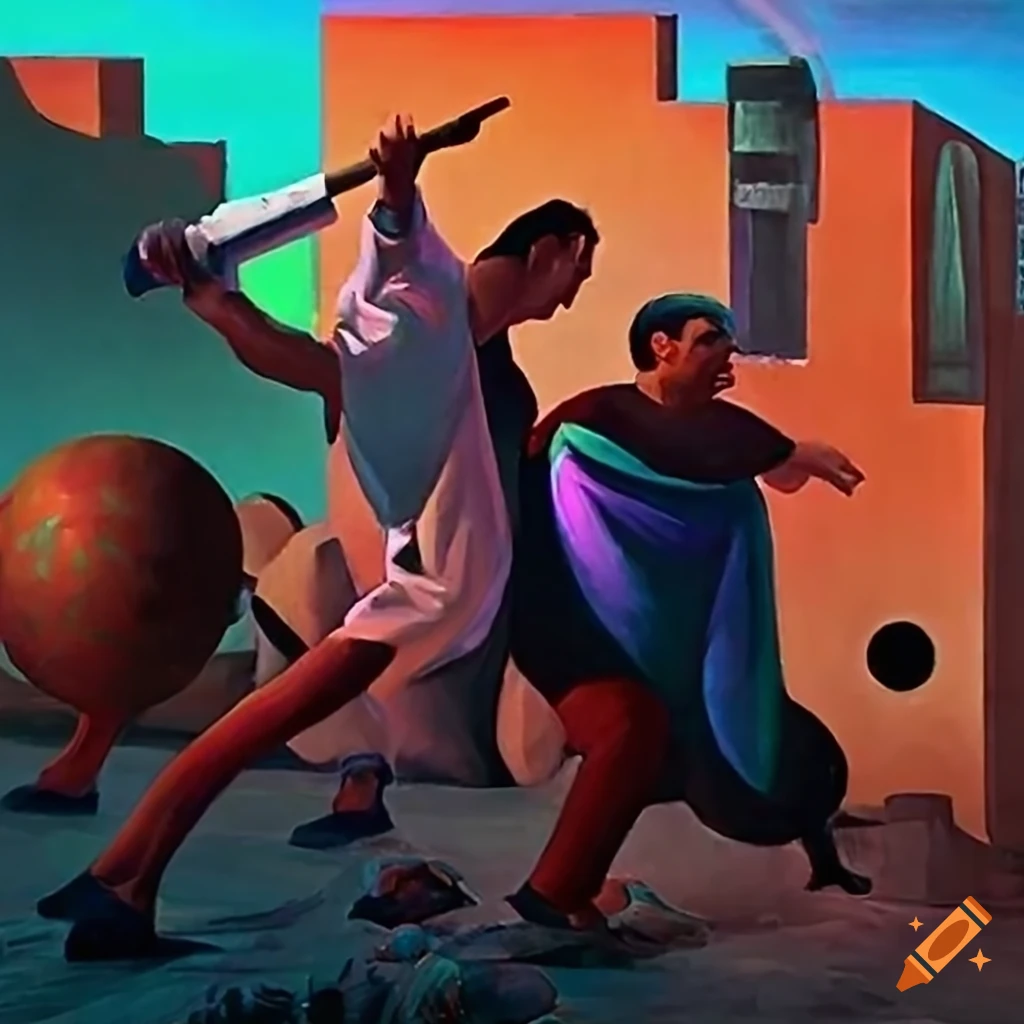 Artistic visualization with multiple artists in high resolution on Craiyon