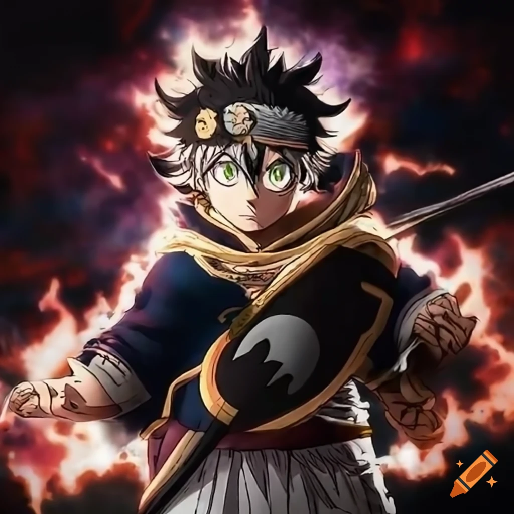 Dynamic portrait of Asta from Black Clover with vivid colors on Craiyon