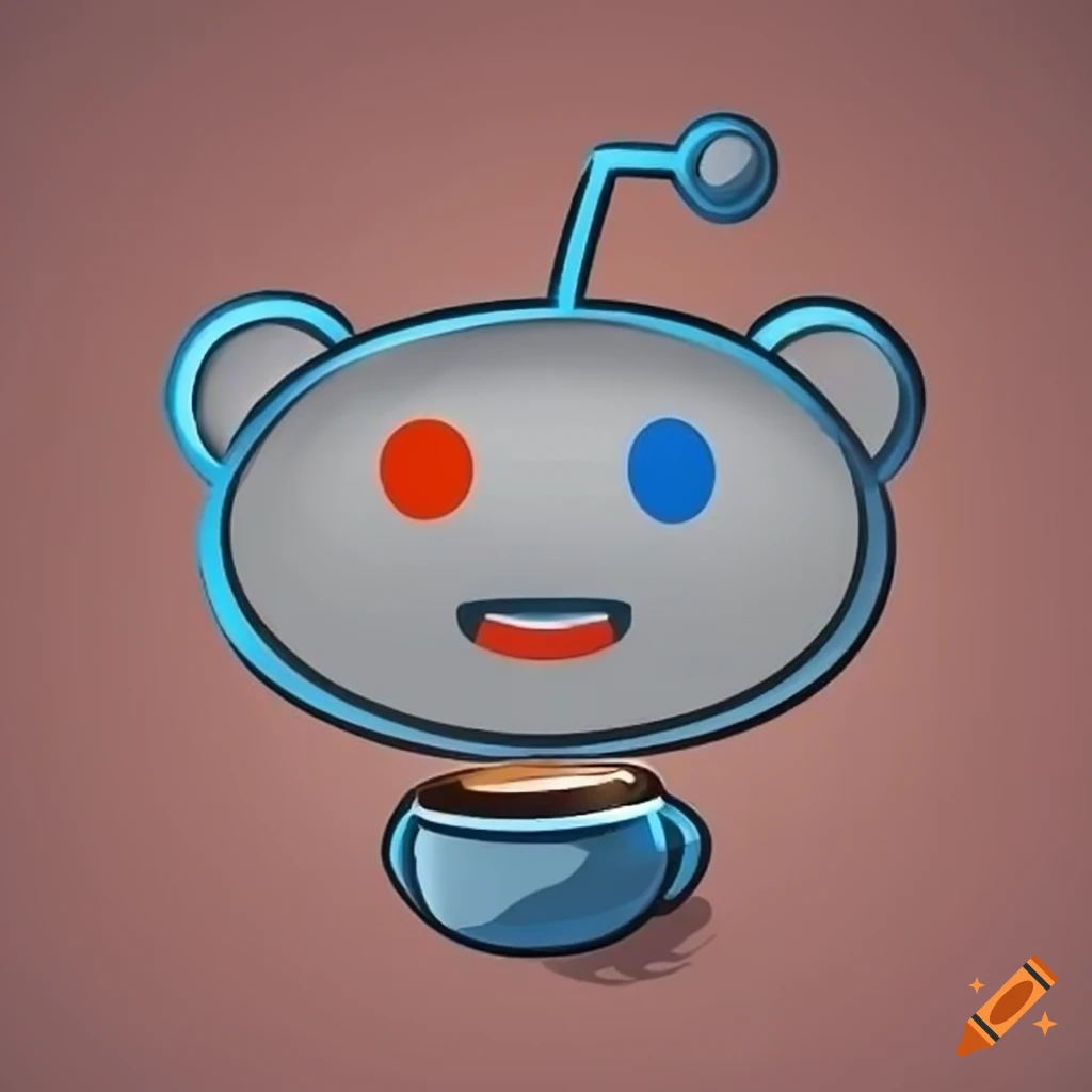 Reddit mascot enjoying a cup of coffee on Craiyon