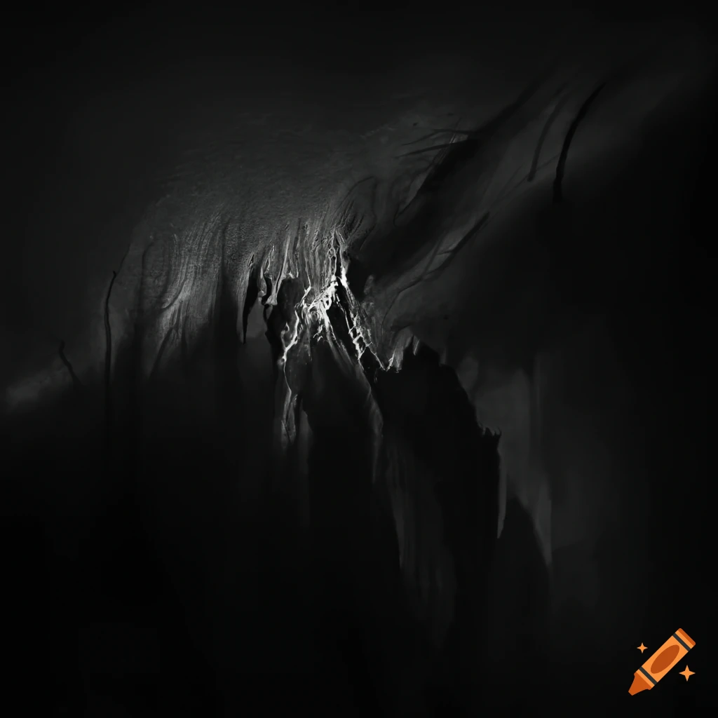 Abstract depiction of the abyss and the beyond in dynamic ink shading ...