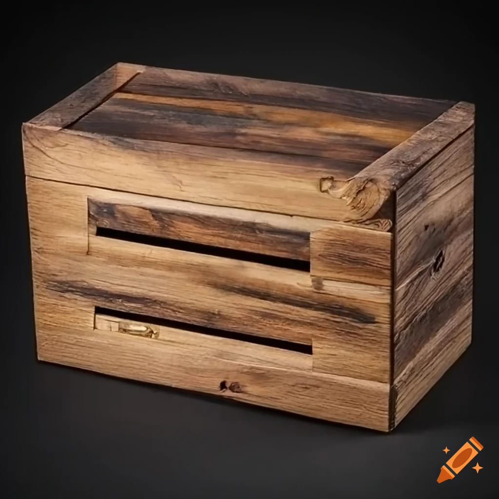 Rough wooden box on Craiyon