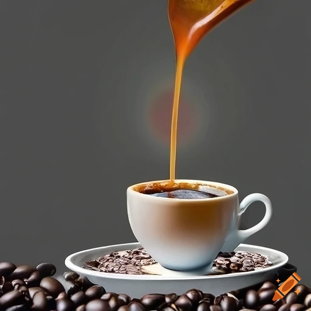 Pristine coffee cup with steaming coffee and Java Burn powder on a ...