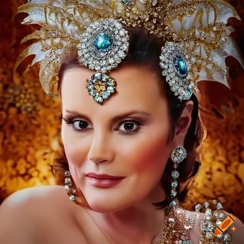 Glamorous Gretchen Whitmer in a vibrant samba costume on Craiyon