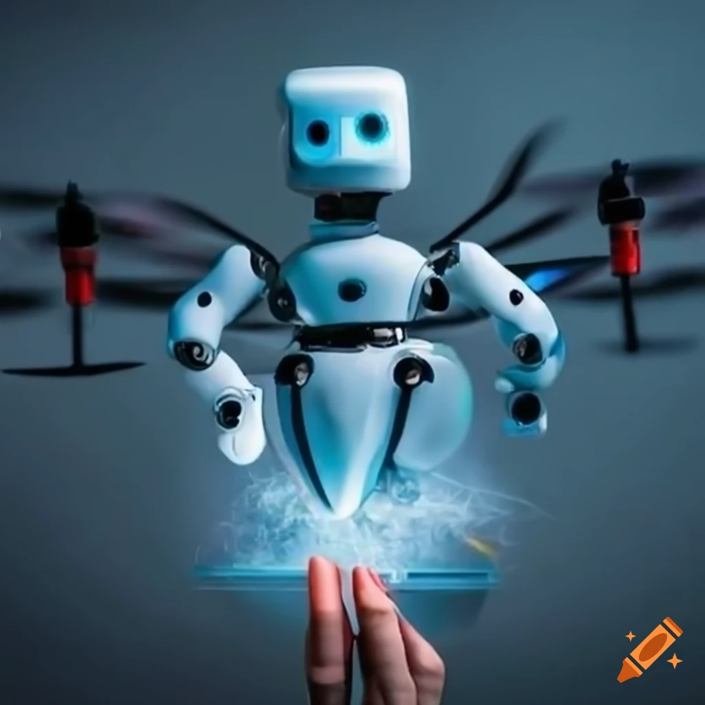 Medical robot measuring heart beat of a person from a drone on Craiyon