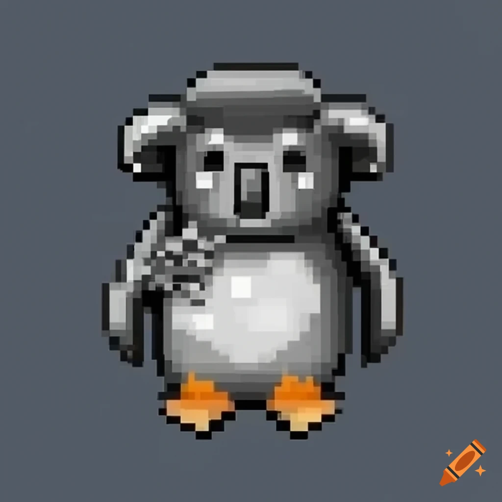 Penguin giving a koala a massage in pixel art style on Craiyon