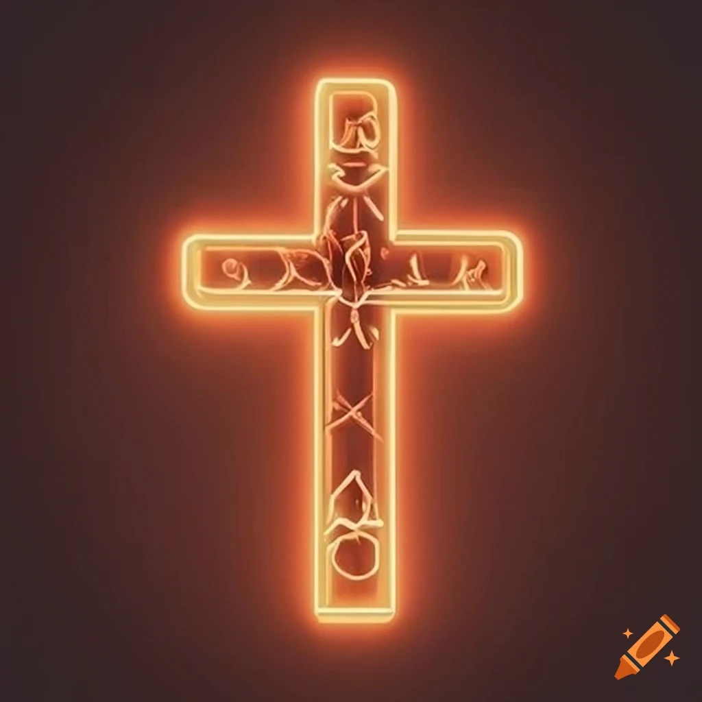 Cross with neon effects in a rustic style on Craiyon