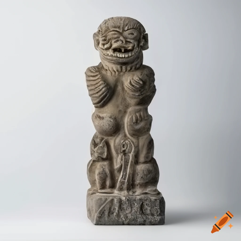 Ancient demon idol with monster teeth and base relief on Craiyon