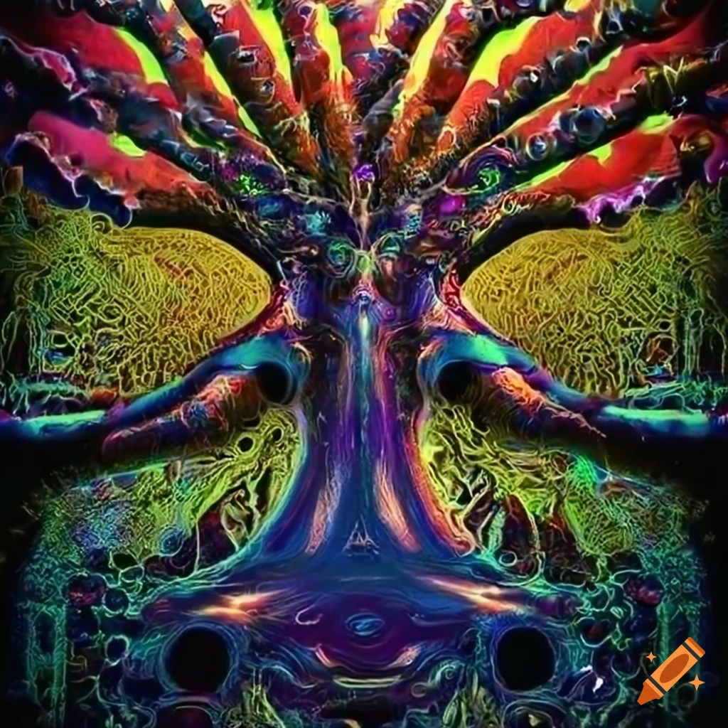 Psychedelic alien tree with electronic circuit board art style on Craiyon