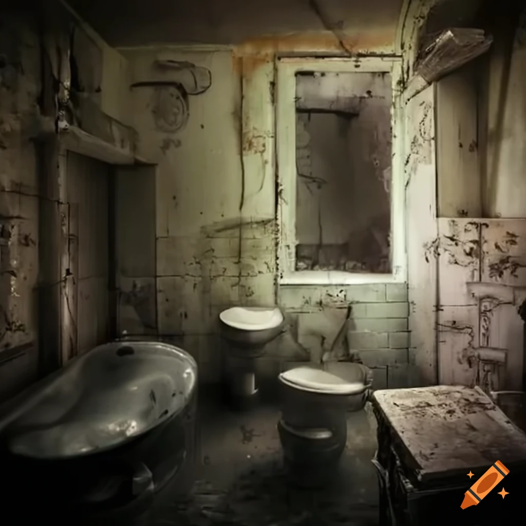 Old bathroom in a post-apocalyptic environment on Craiyon