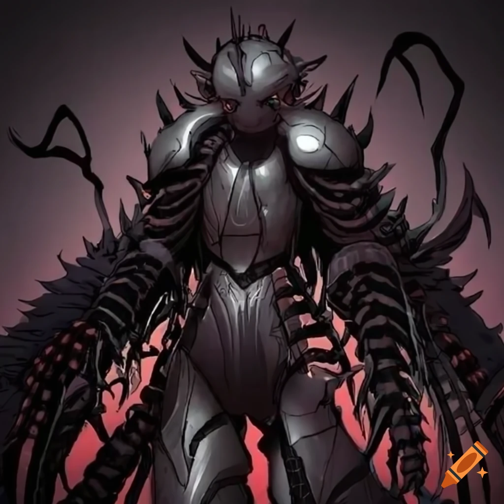 Anime character in black centipede armor with sharp teeth and claws on ...