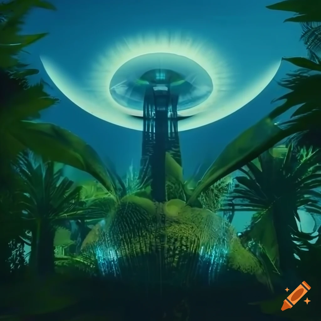 Detailed blueprint of a 4k palm tree in a lush green jungle with ...