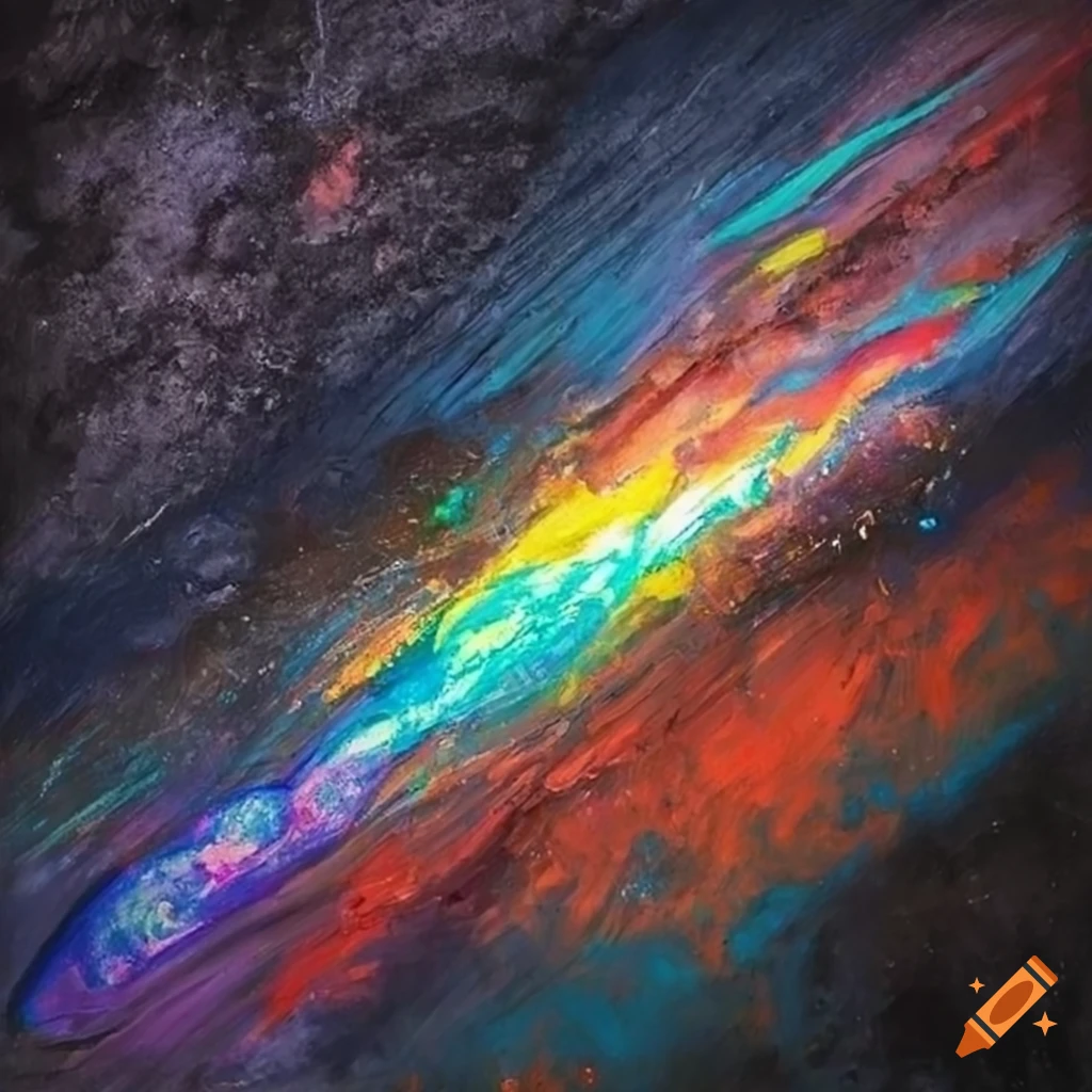 Colorful meteor with shimmering stars in a surreal art piece on Craiyon
