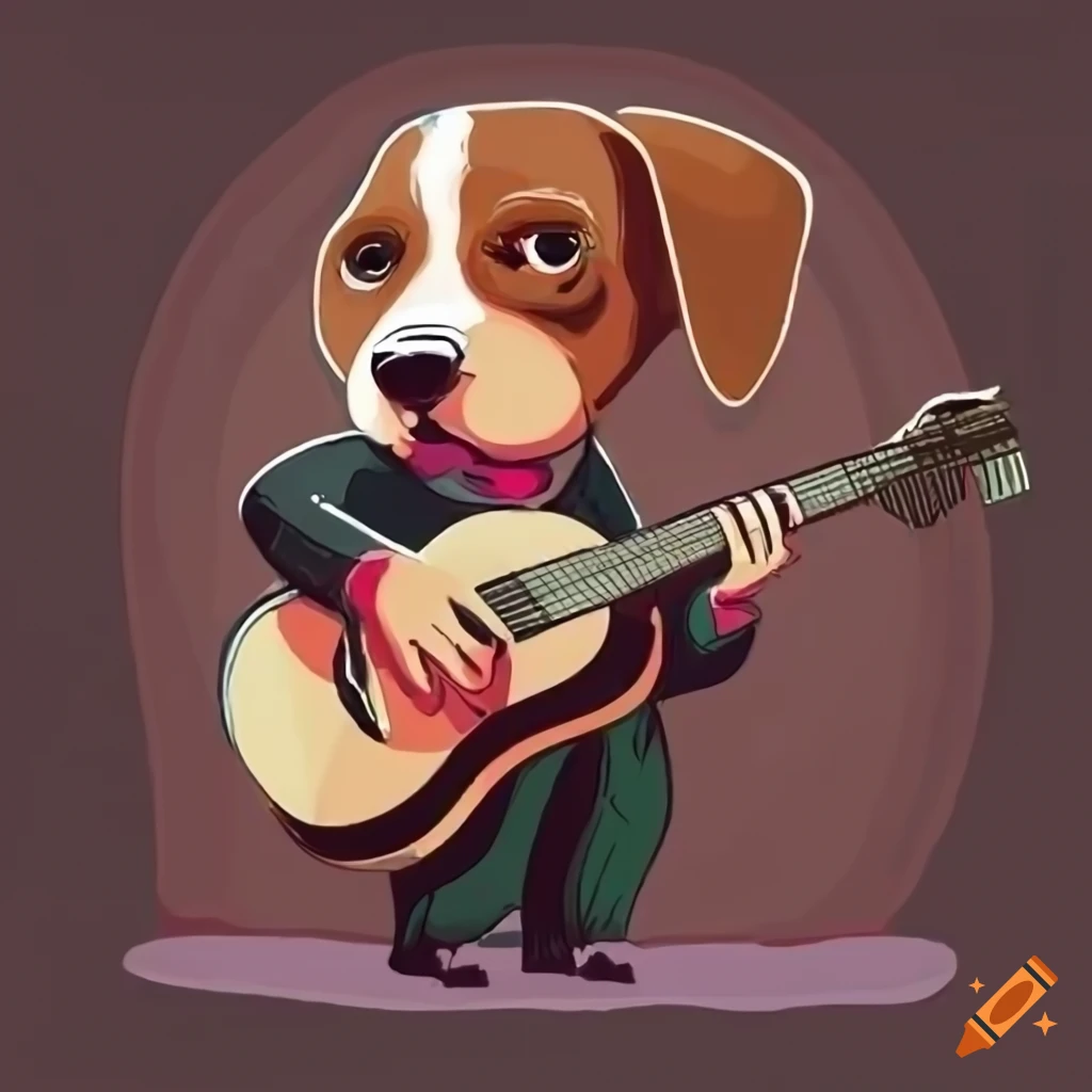 Musician dog playing an instrument on Craiyon