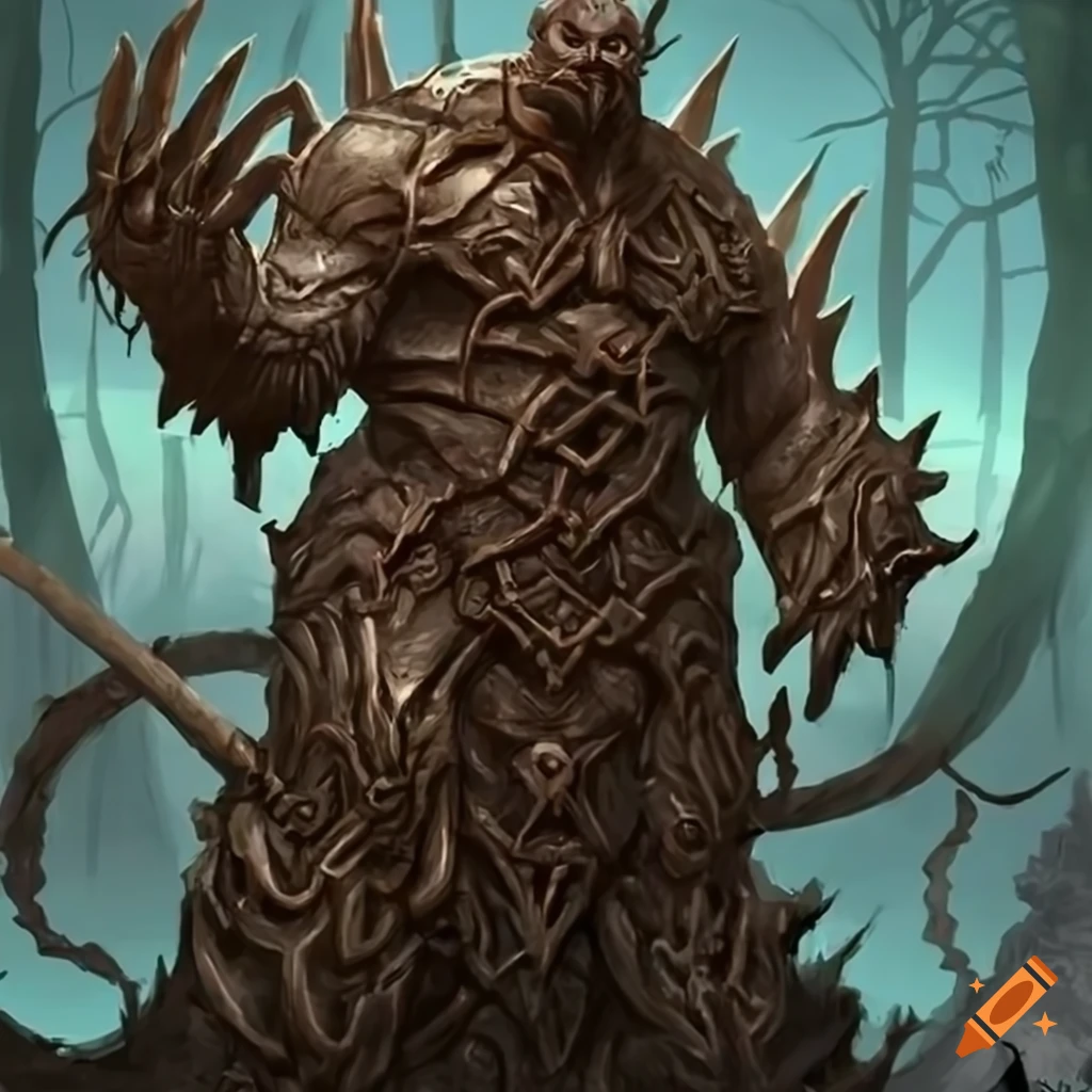 Metallic bronze demonic golem in a fantasy setting on Craiyon