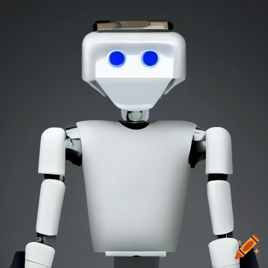Sleek robot with round eyes and rectangular mouth on Craiyon