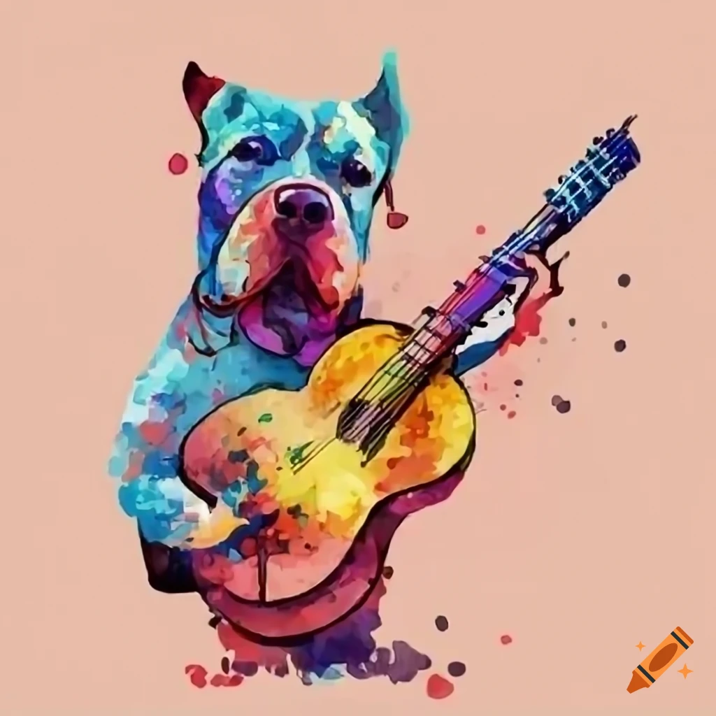 Musician dog playing an instrument on Craiyon