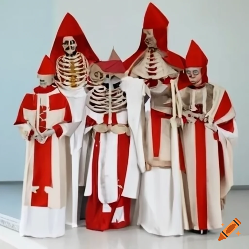 Skeletons dressed as Cardinals of the Catholic Church on Craiyon