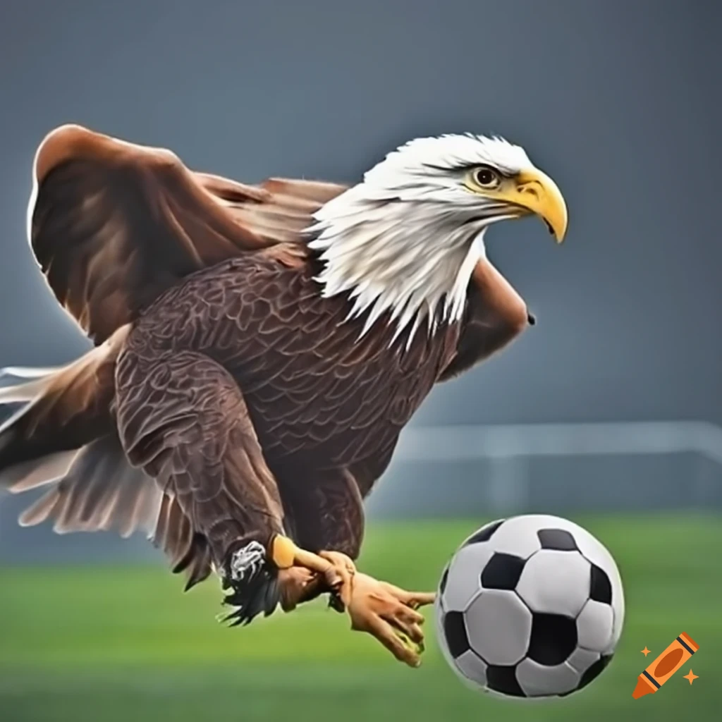 Eagles playing soccer on Craiyon