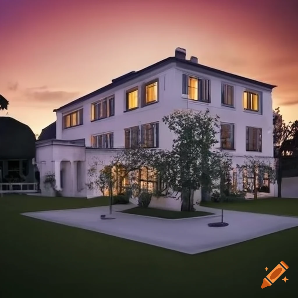 Beautiful large house with intricate design and manicured garden on Craiyon