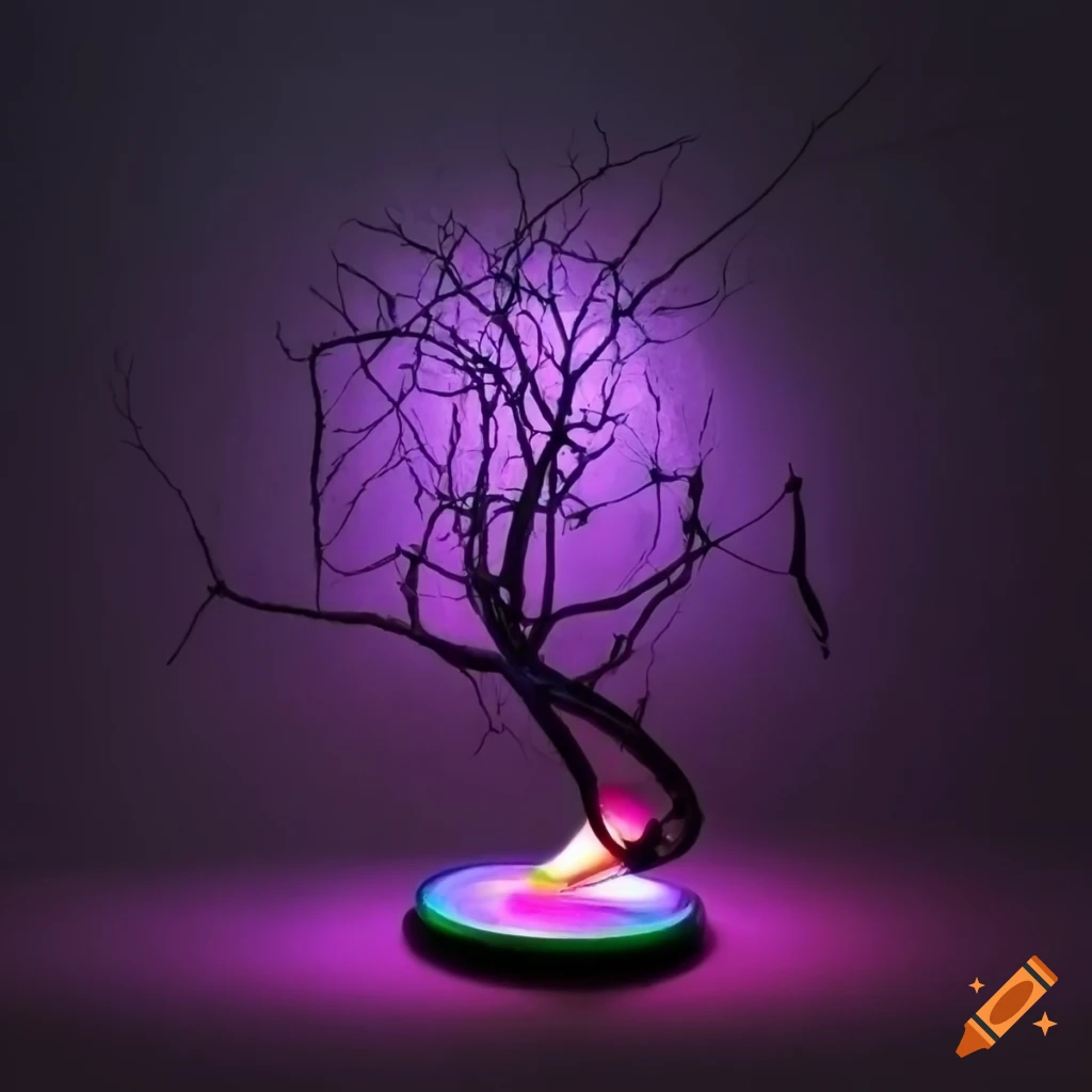 Gaming light with RGB lights and nature theme of branches and leaves on ...