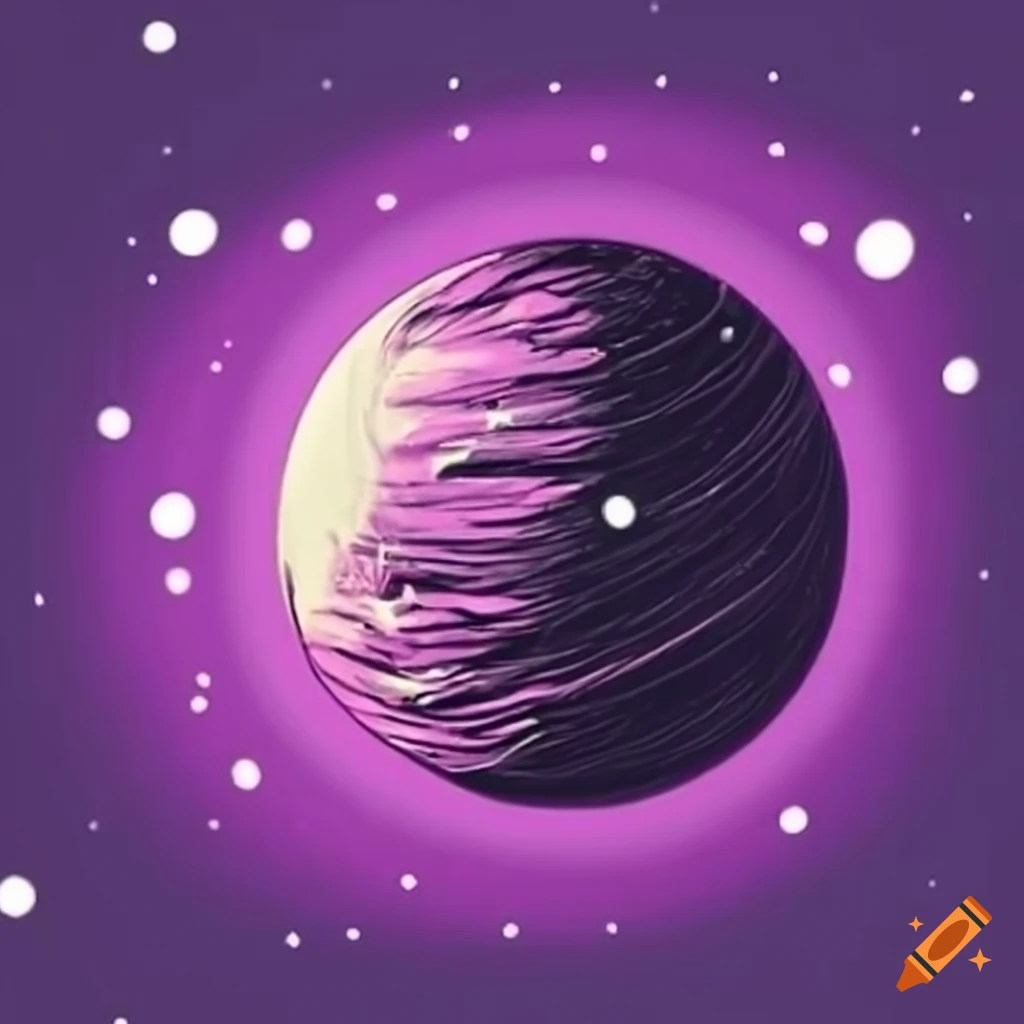 Purple planet with two suns and white dots in a fictional setting on ...