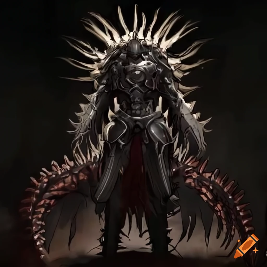 Anime character in black centipede armor with sharp teeth and claws on ...