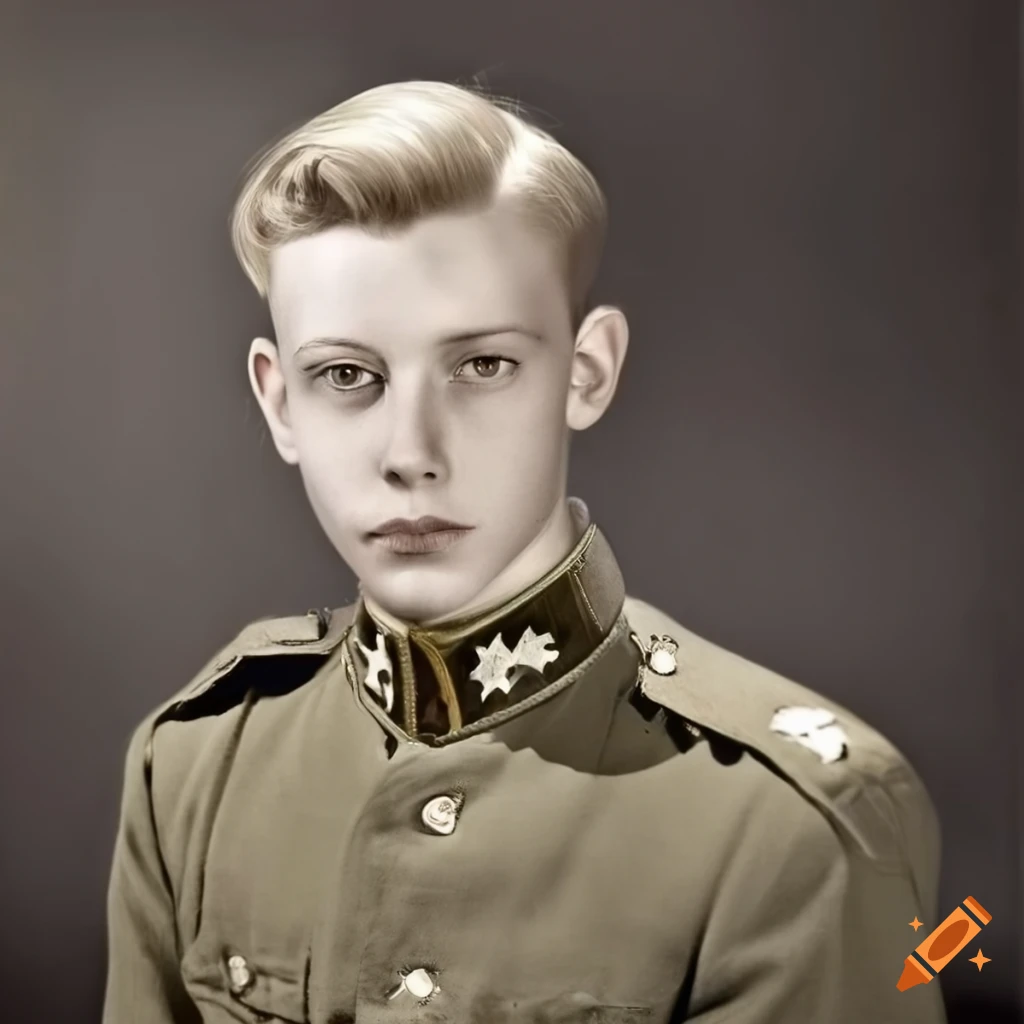 Cool young man in vintage soldier uniform from the 1940s on Craiyon