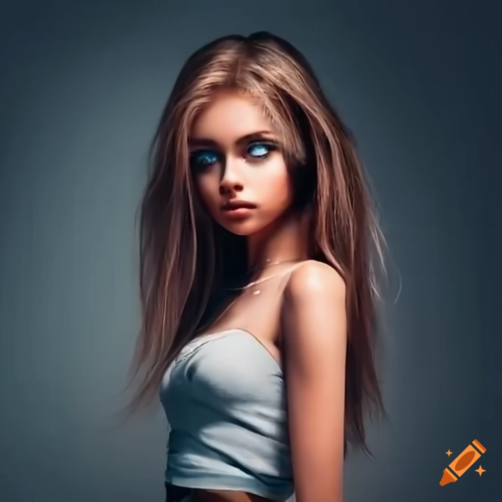 Latina woman, 1.65 cm tall, with blue eyes, light brown hair, tan skin ...