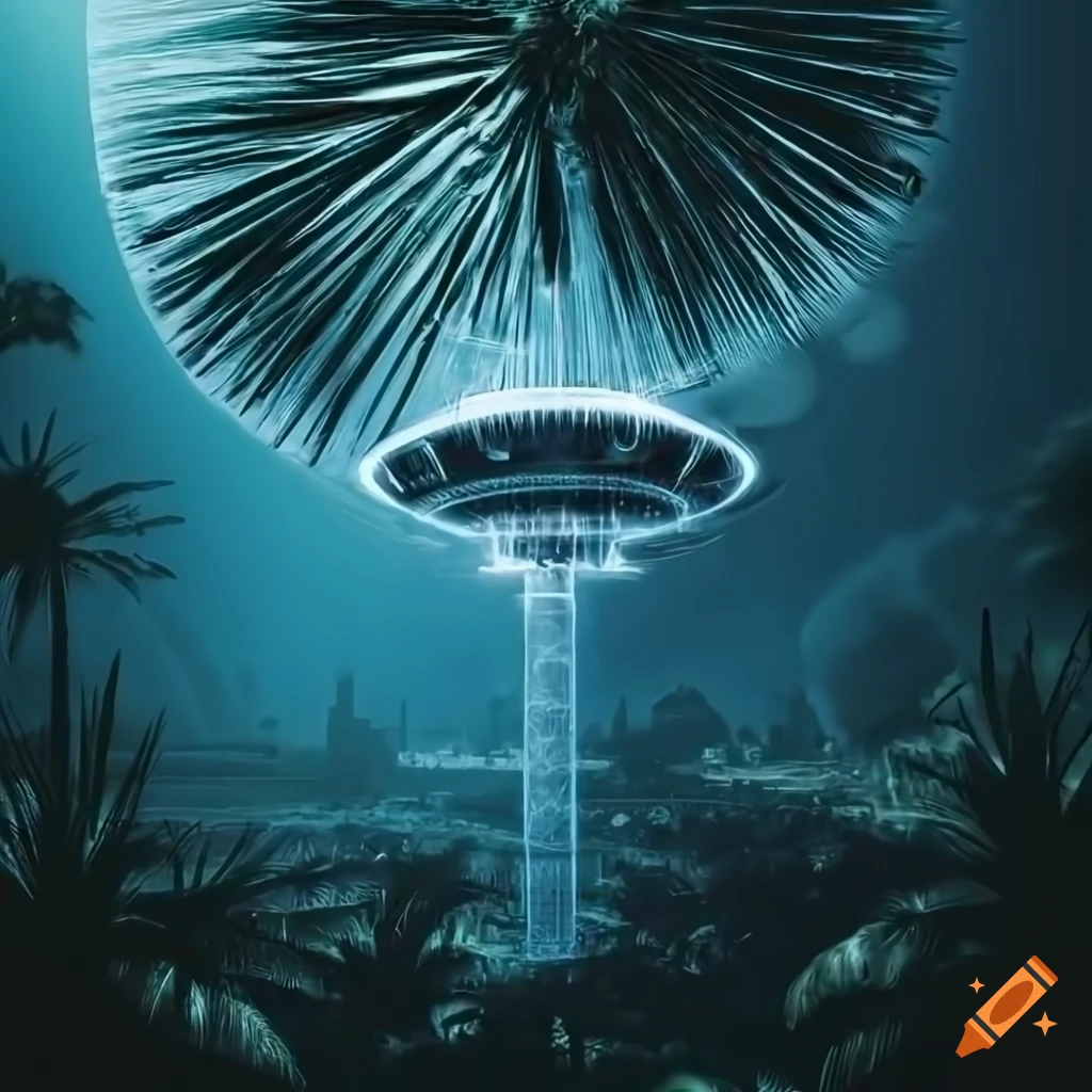 Detailed engineering blueprint of a complex sci-fi construction ...