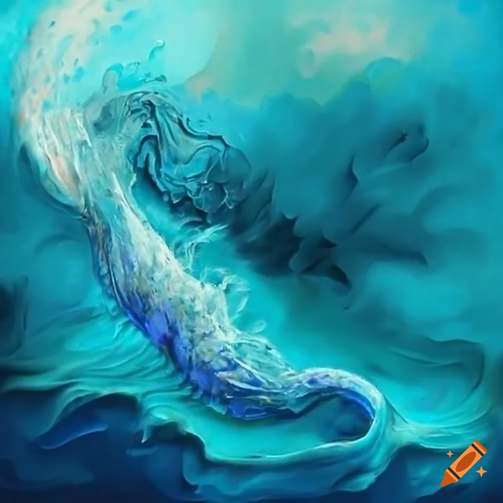 Tidal leviathan design with blue and turquoise hues and water effects ...