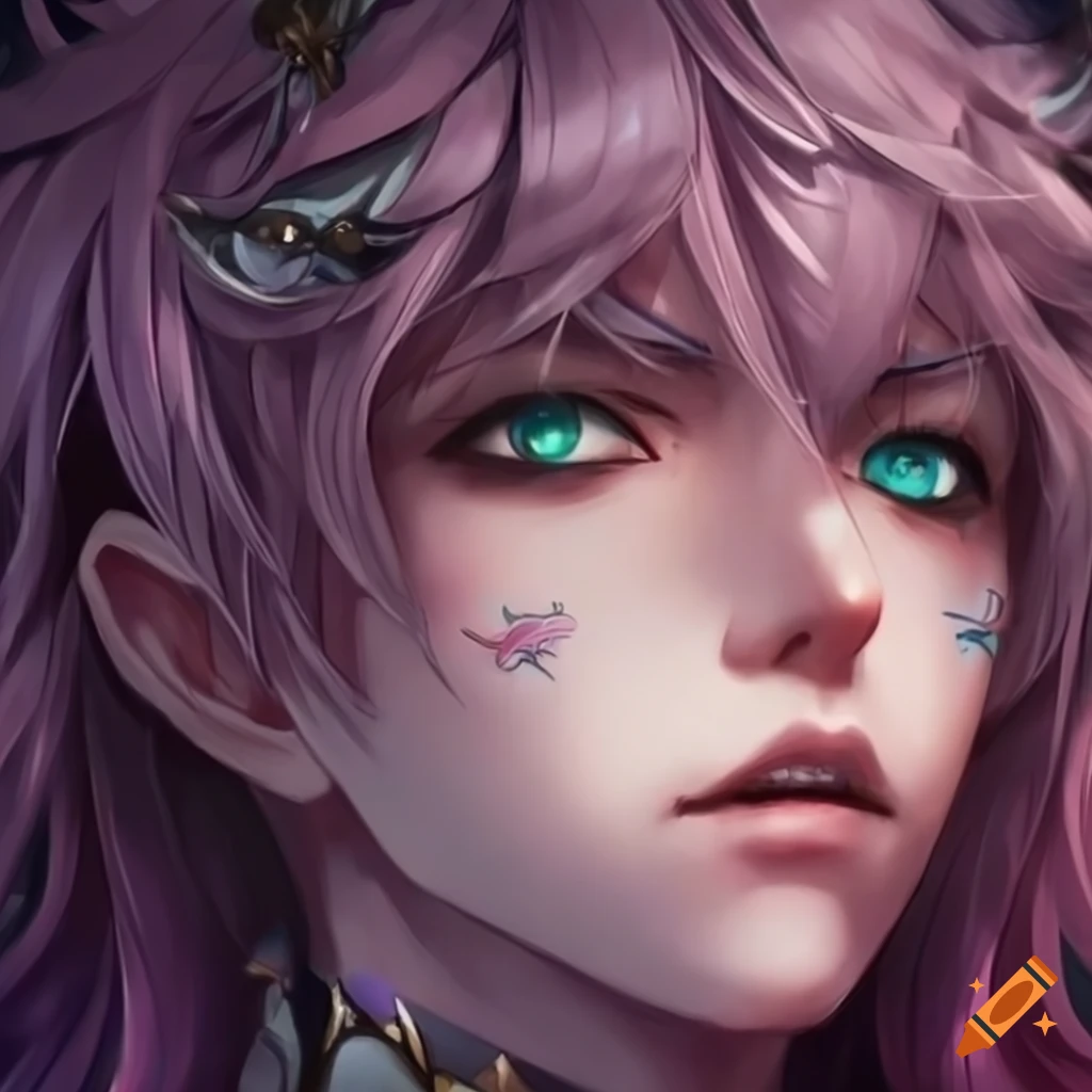 Close-up portrait of Kairos, enchanting androgynous anime character ...