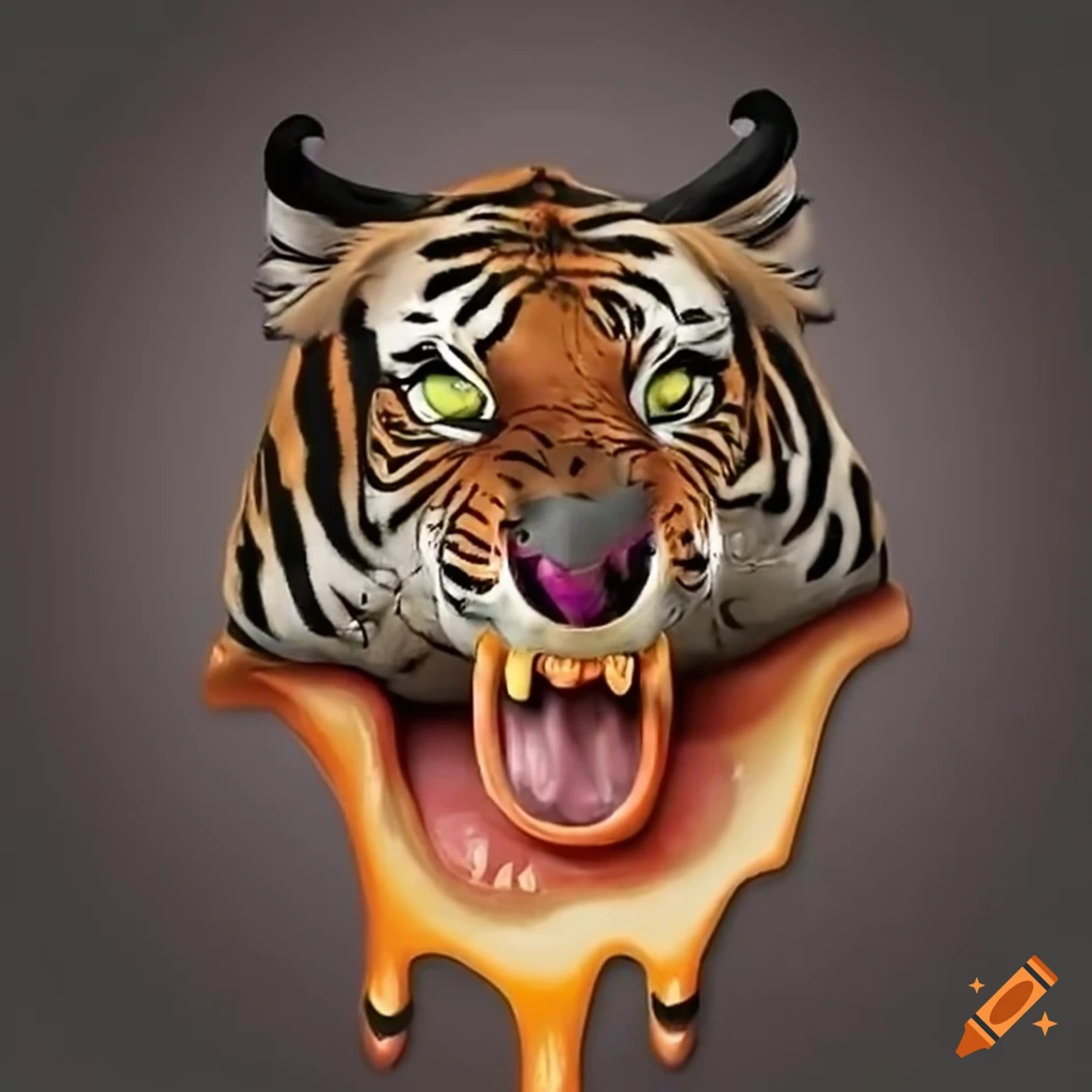 Halloween trash tiger melting in happiness on Craiyon