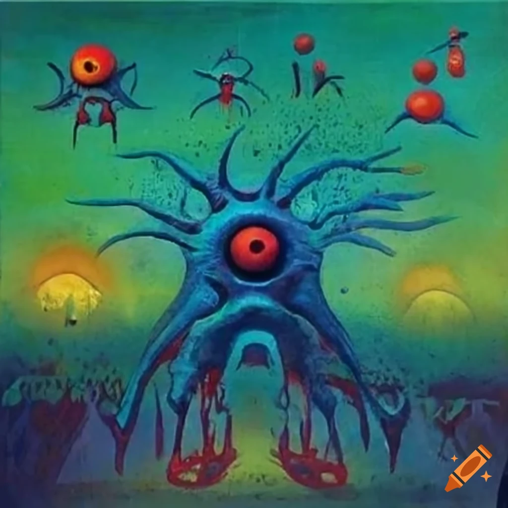 Zdzislaw Beksinski jungle painting with native Salish creature motifs ...