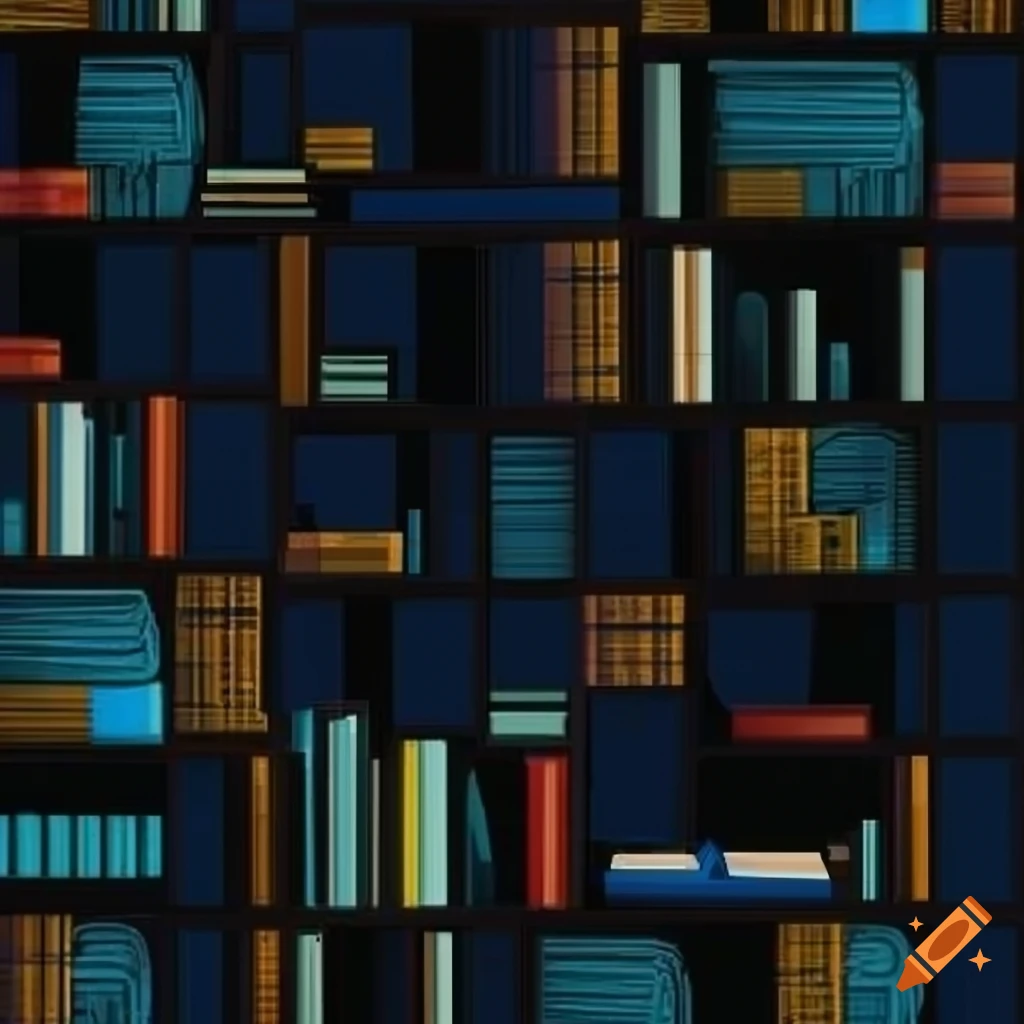 Abstract book and library theme pattern in 2D design on Craiyon