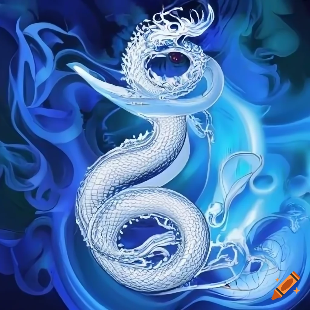 Zephyr serpent design with white, silver, and light blue hues in a ...