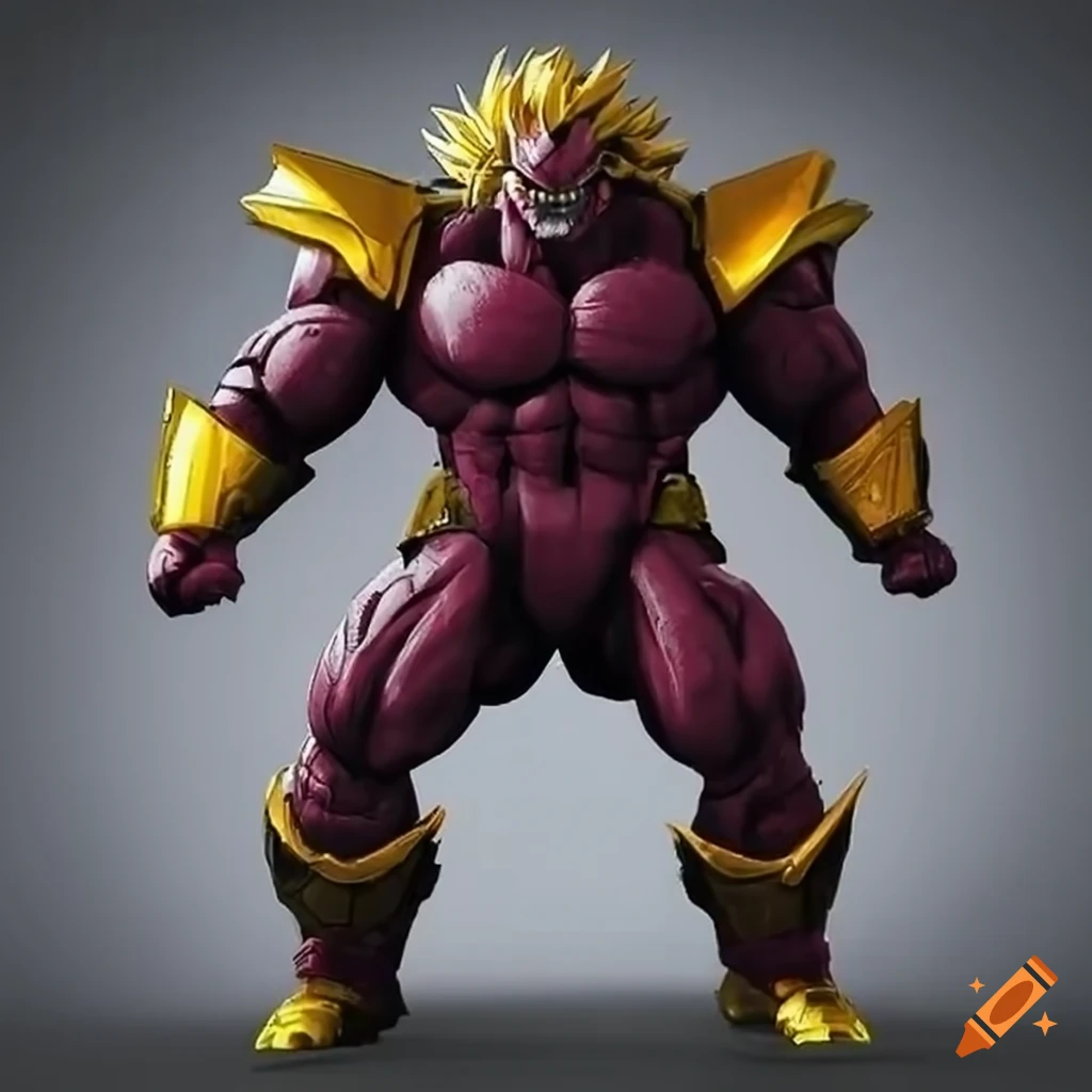 Armored Centurion Knight in a Super Saiyan Brute form on Craiyon