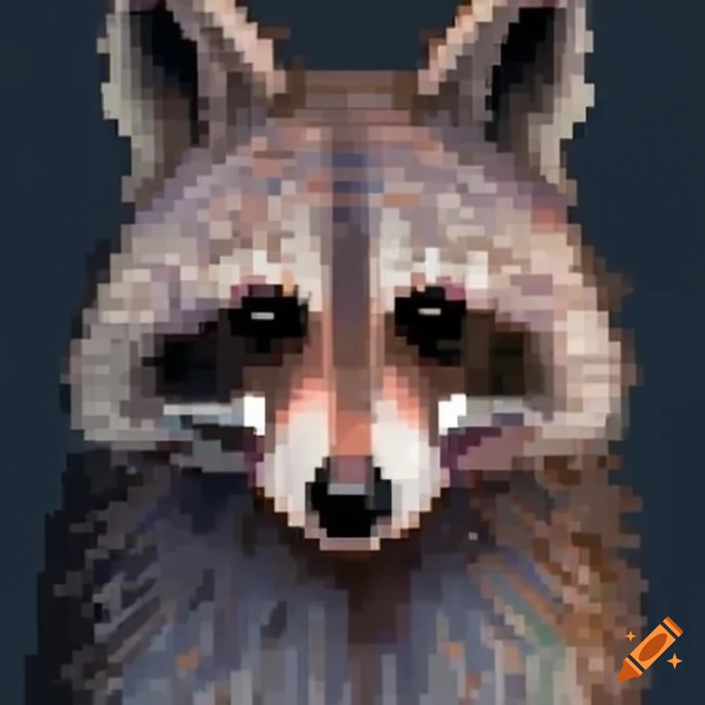 8-bit raccoon crying with teardrops on Craiyon