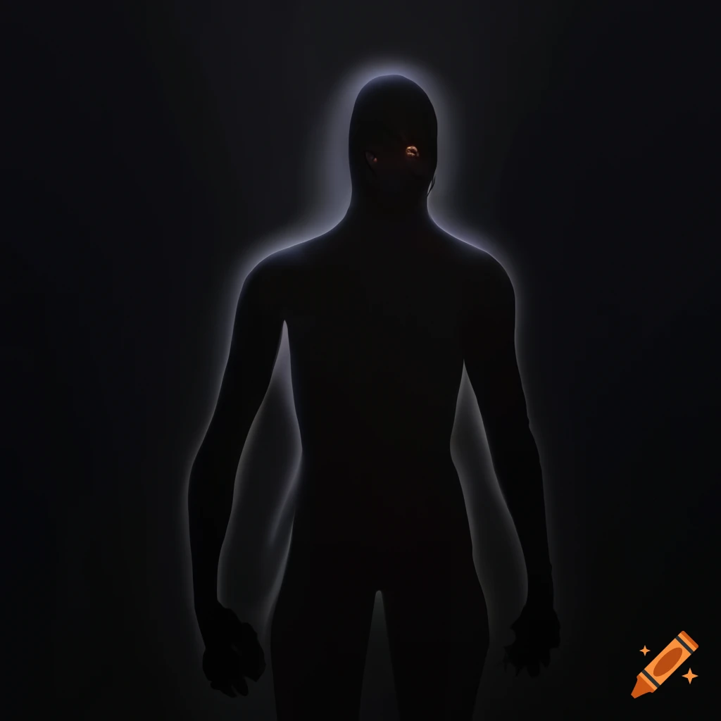 Smoke or mist humanoid with animal-like eyes in a dark living room on ...