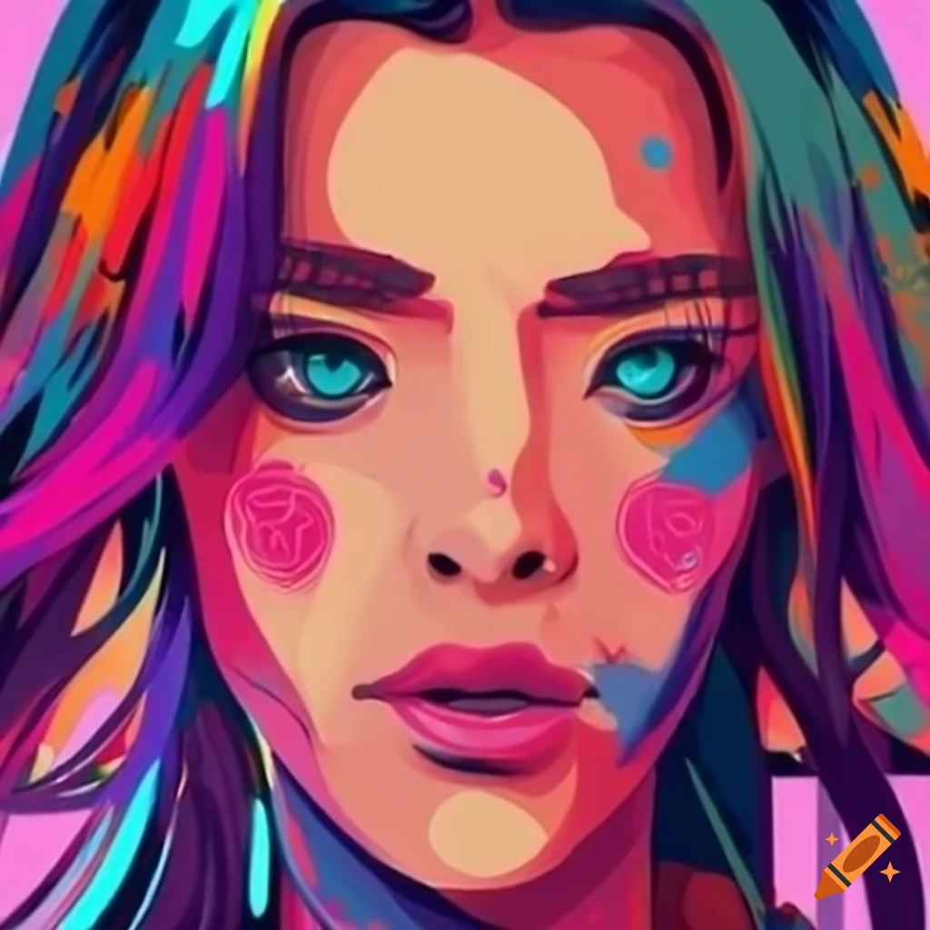 Colorful portrait of shannan watts on Craiyon
