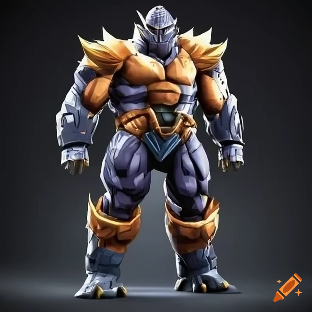 Armored Centurion Knight in a Super Saiyan Brute form on Craiyon