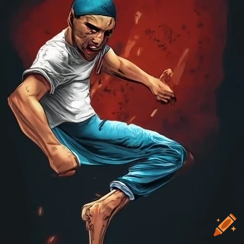 Graphic novel comic cover: Man in baseball cap and t-shirt doing ...