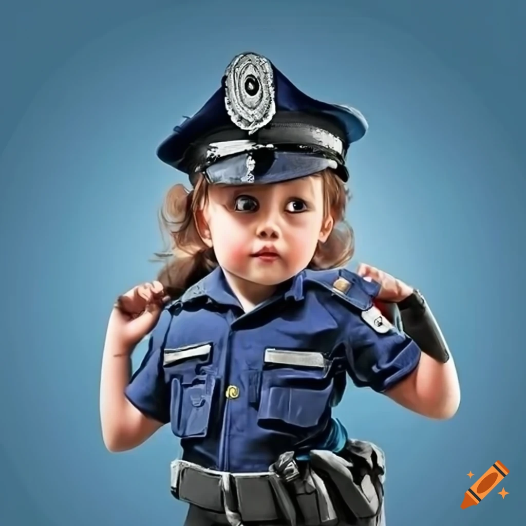 Child wearing police clothing on Craiyon