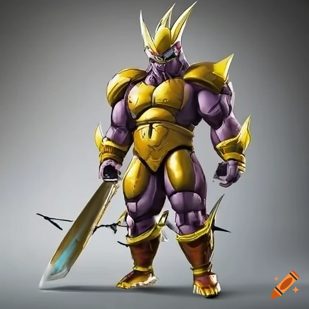 Super Saiyan Brute Armored Centurion Knight in full body armor on Craiyon