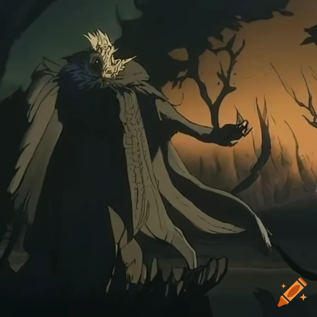 Ancient winged reptile humanoid race in a spooky marsh landscape on Craiyon