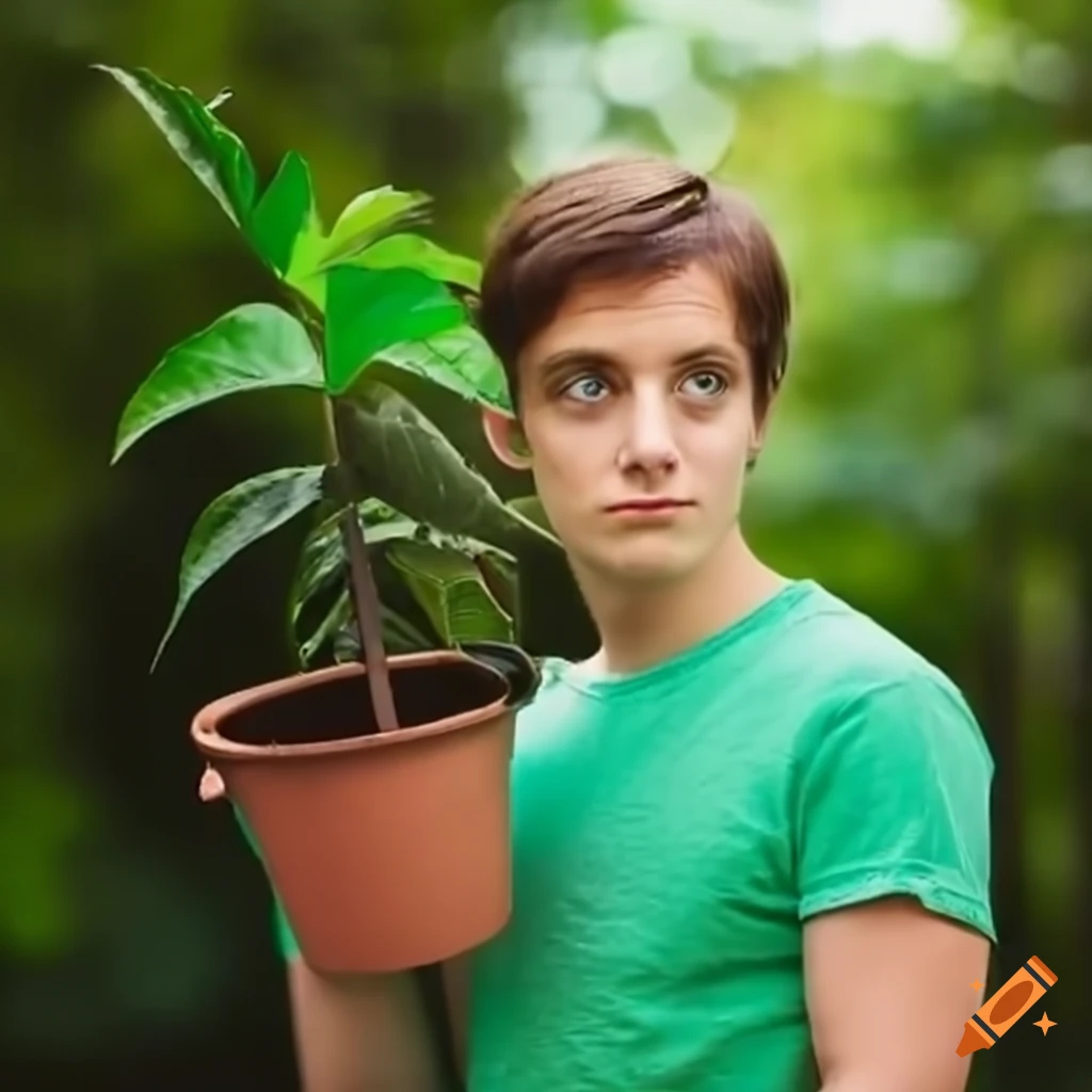 Oren character with brown hair and green eyes in natural-style clothes ...