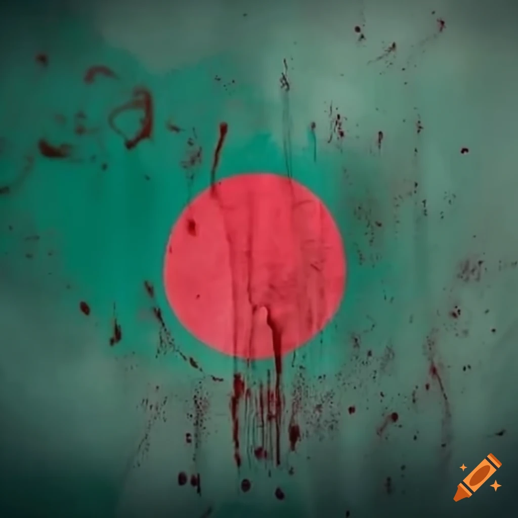 Bangladesh flag with blood design on Craiyon