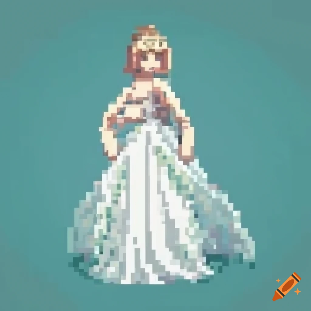 Pixel art of a lady in a white gown and flower in a kingdom theme on ...